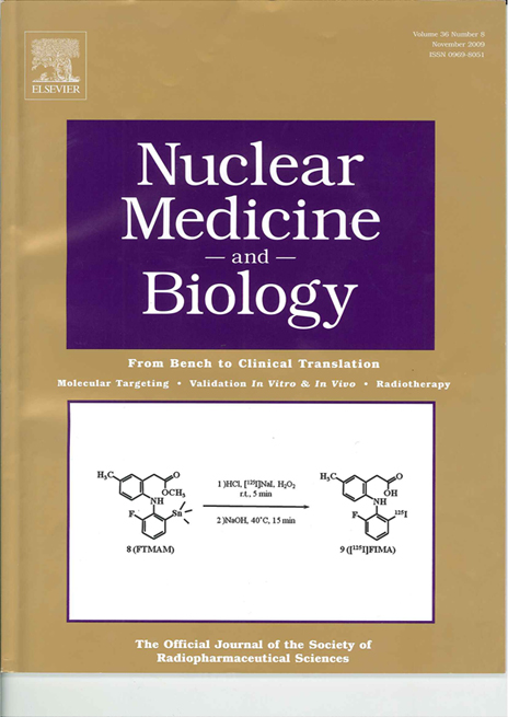 炎症イメージングに関する論文がNucl Med Biol 36巻8号（2009年）の表紙に選ばれました。 | 京都大学大学院薬学研究科 病態機能分析学分野